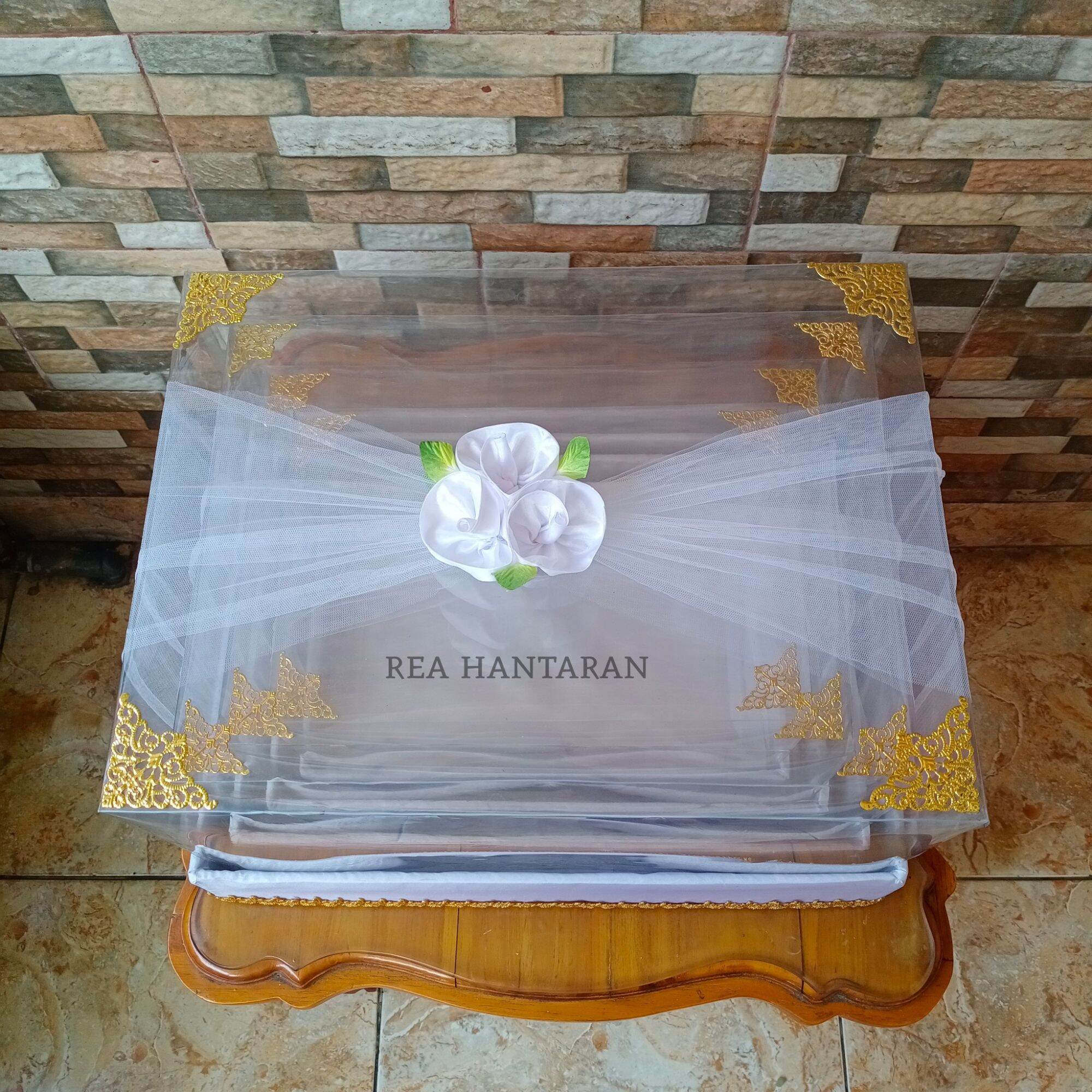 kotak hantaran warna putih full ornamen sudut model tile 1 set isi 4 ...