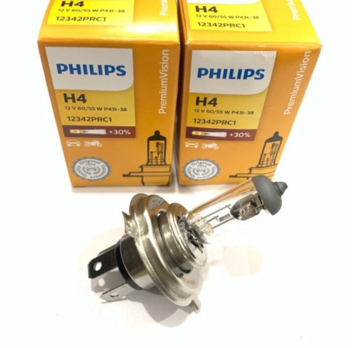 BOHLAM MOBIL H4/h11 ORIGINAL PHILIPS 12V 60/55 WATT WARNA KUNING ...