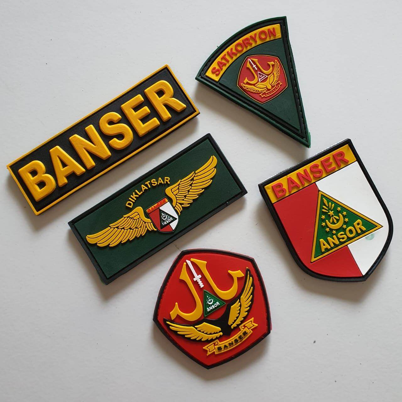 PATCH RUBBER LOGO BANSER ANSOR SATU SET ( 5 LOGO ) /TEMPELAN EMBLEM ...