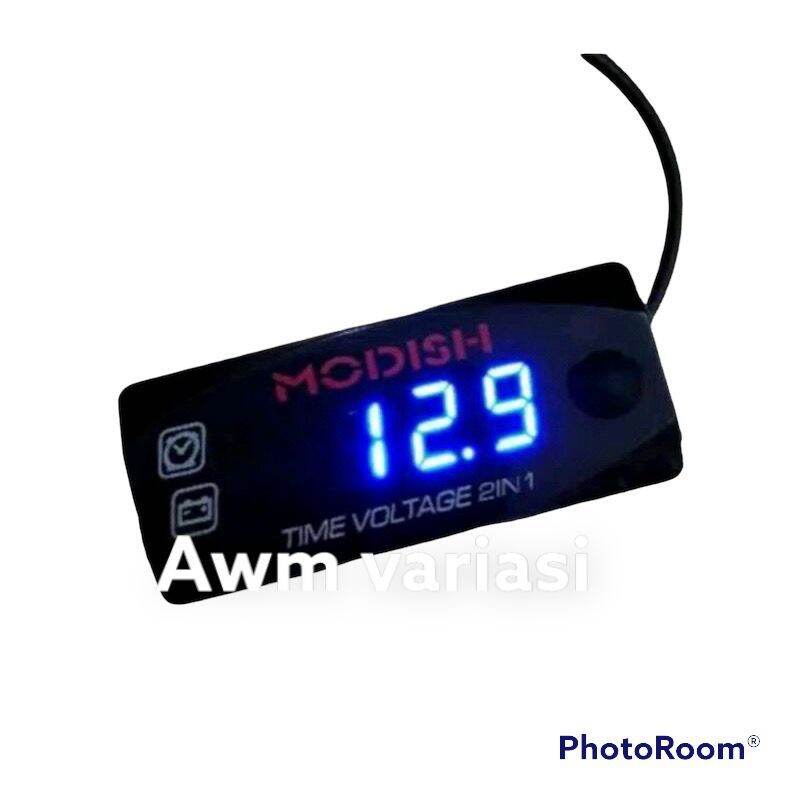 Voltmeter Motor Dan Jam Digital 2 in 1 Voltmeter Amper Aki Jam Digital ...