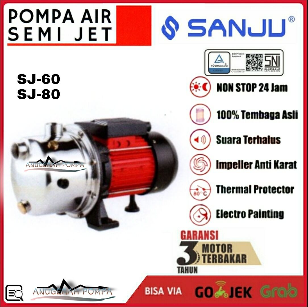 Pompa Air Sanju SJ-60 SJ-80 Pompa Air Semi Jet Stainless | Lazada Indonesia