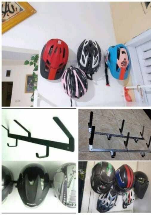 GANTUNGAN HELM RAK TEMPAT HELM MOTOR TEMPEL DINDING FREE PAKU BETON ...