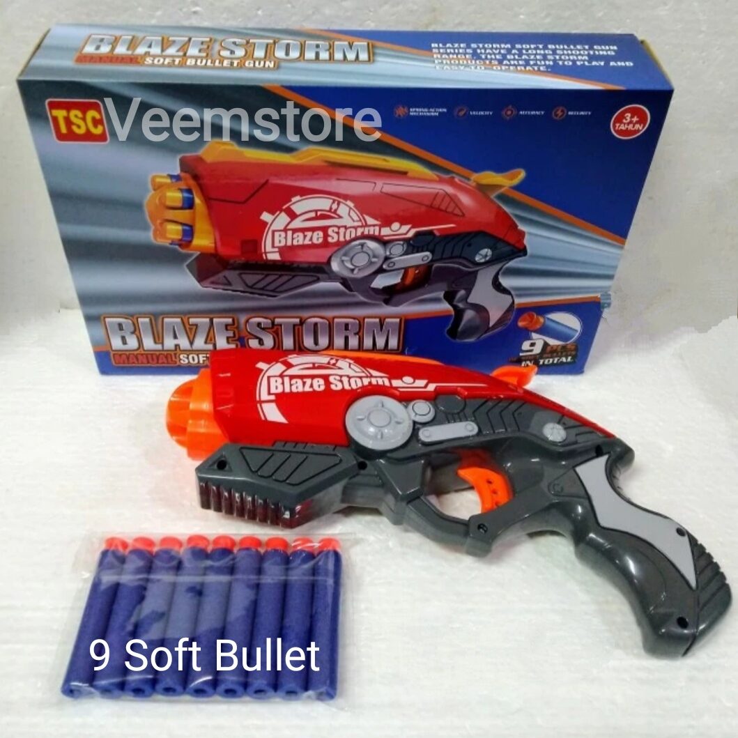 Mainan Anak Nerf Dart Gun Pistol dengan isi 9pcs Peluru Busa [Blaze Storm] | Lazada Indonesia