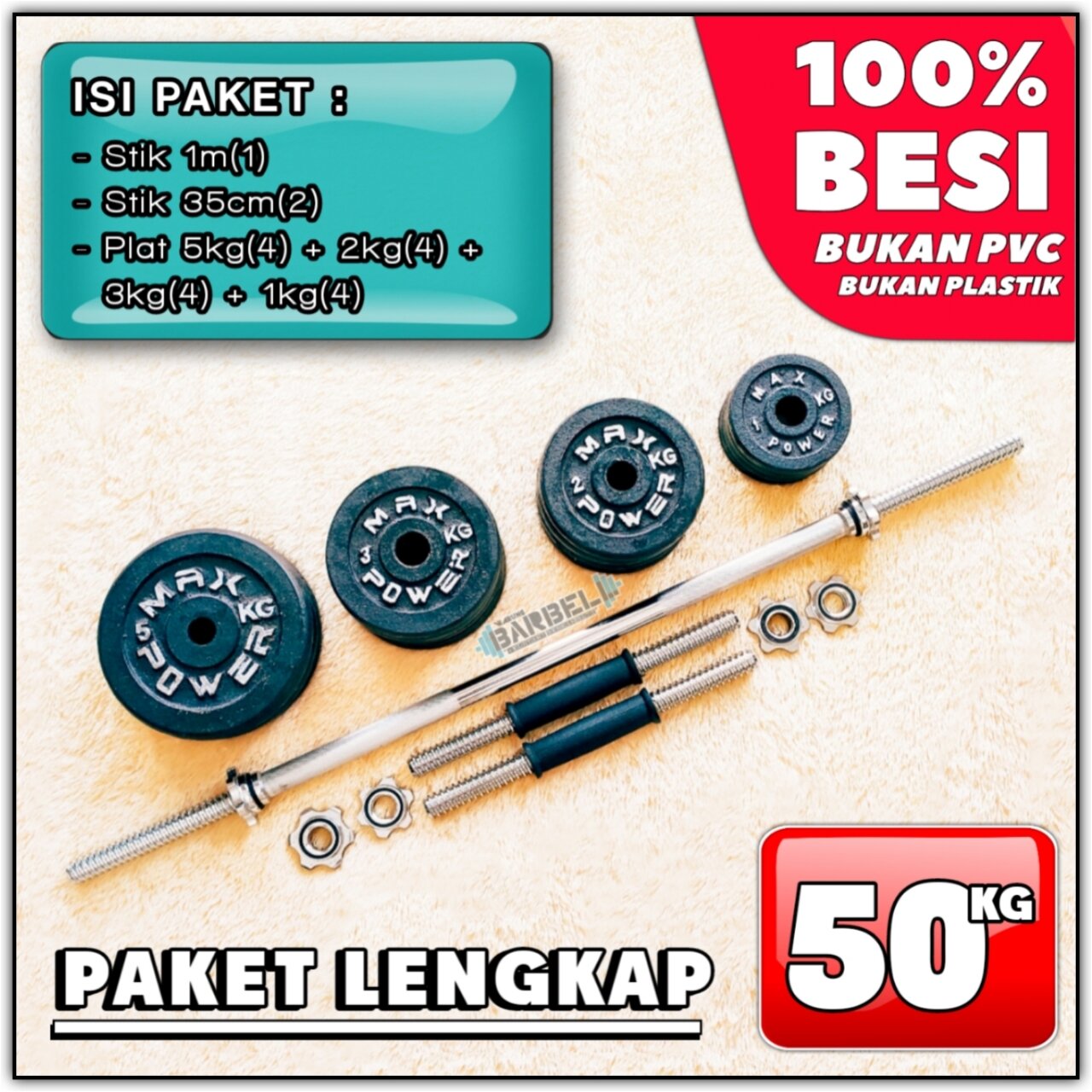 Barbel 50Kg All in 1 - Dumbbell Set 50kg - Dumbell 50Kg - Dumble 50Kg | Lazada Indonesia