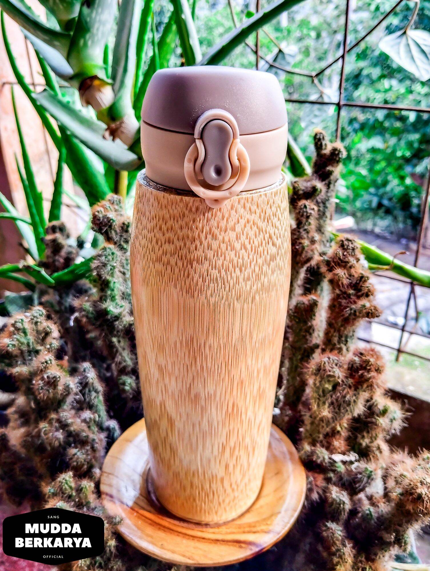 Tumbler Stainless Botol Minum Bambku Cangkir Kayu Bambu Termos air ...