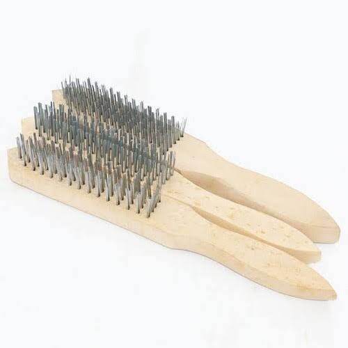 Sikat Kawat Baja 6 baris Gagang Fiber/ Sikat Besi Gagang kayu | Lazada ...