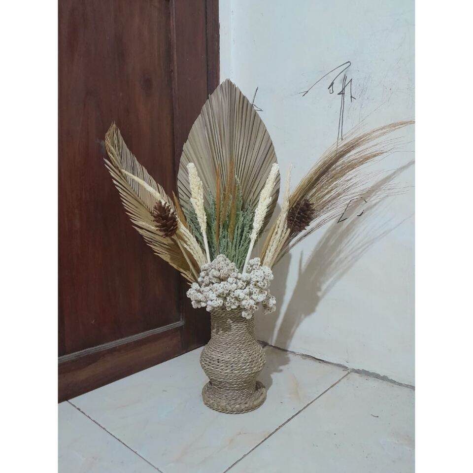 bunga kering rustik hiasan meja dan vas ukuran 20cm | Lazada Indonesia