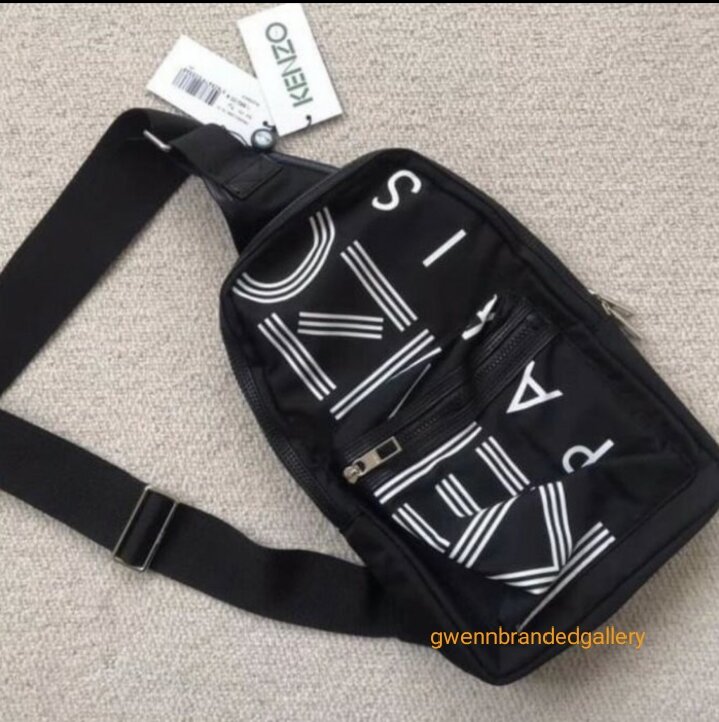 ORIGINAL 100% Kenzo crew logo crossbody bag in black Tas Branded ...