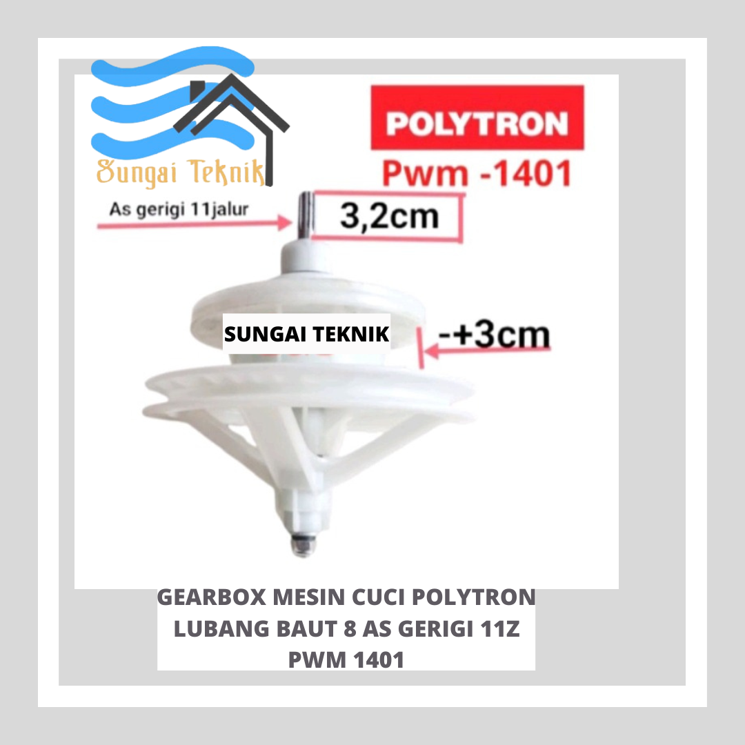 GEARBOX MESIN CUCI POLYTRON LUBANG BAUT 8 AS GERIGI 11Z PWM1401 ...