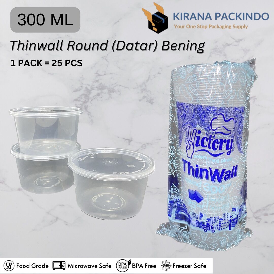 Thinwall Victory Round (Bulat Datar) 300ML - 25pcs Kotak Makan Plastik ...