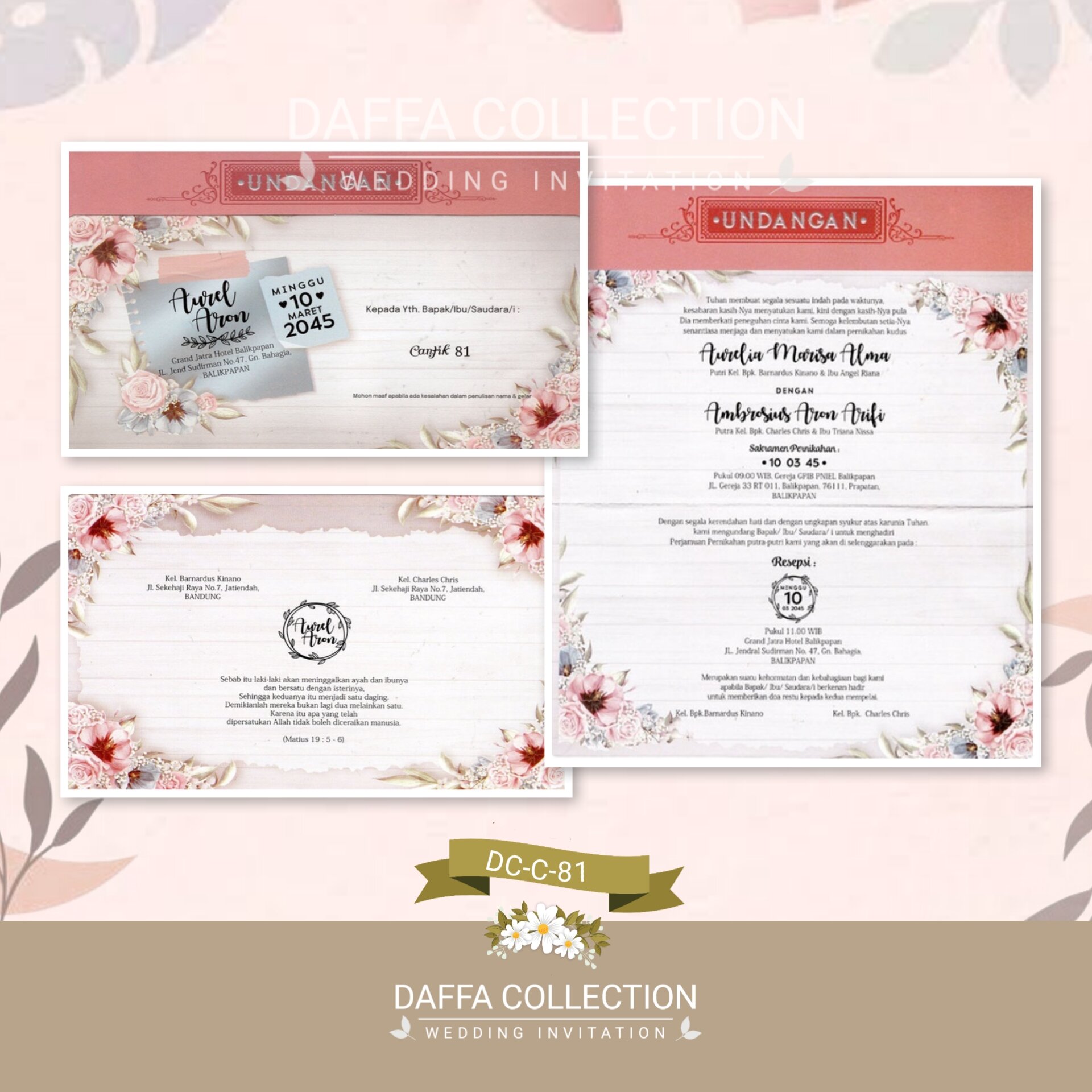 Undangan Pernikahan C-81 Elegant | Free Plastik, Label & Video Undangan ...