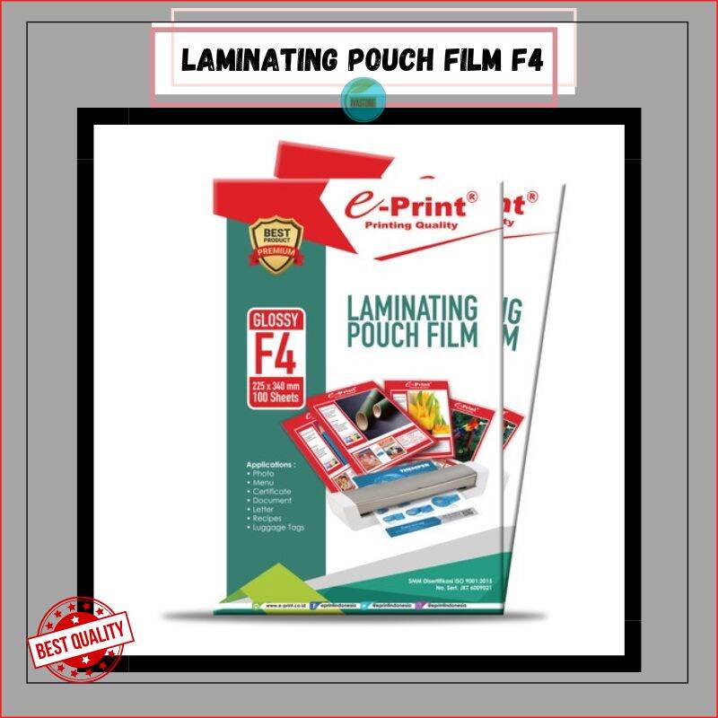 Pelastik Laminating Folio Glossy F4 Dan A4 E- PRINT 1pak isi 100 Lembar ...