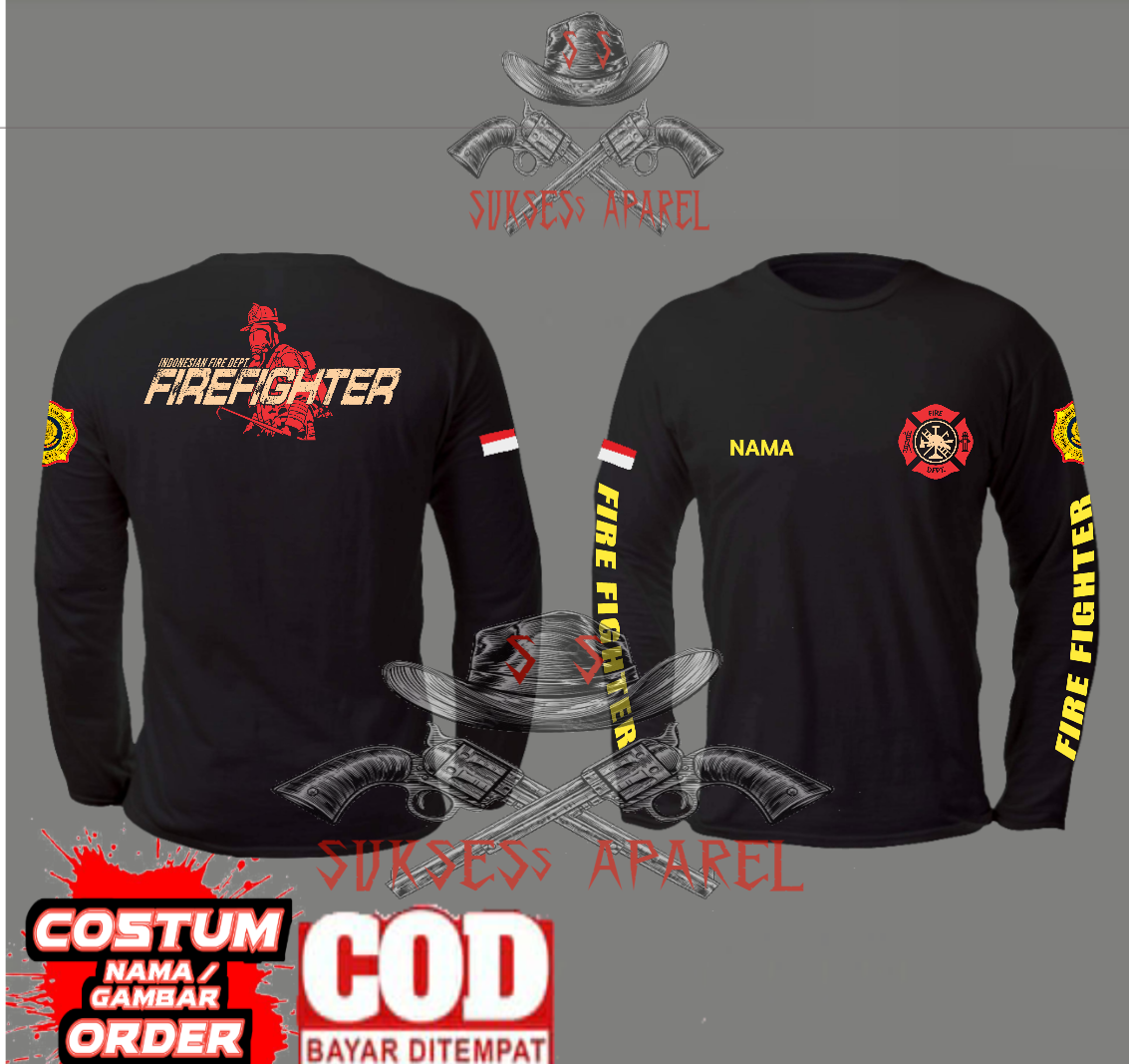kaos pemadam lengan panjang/rescue team/damkar | Lazada Indonesia