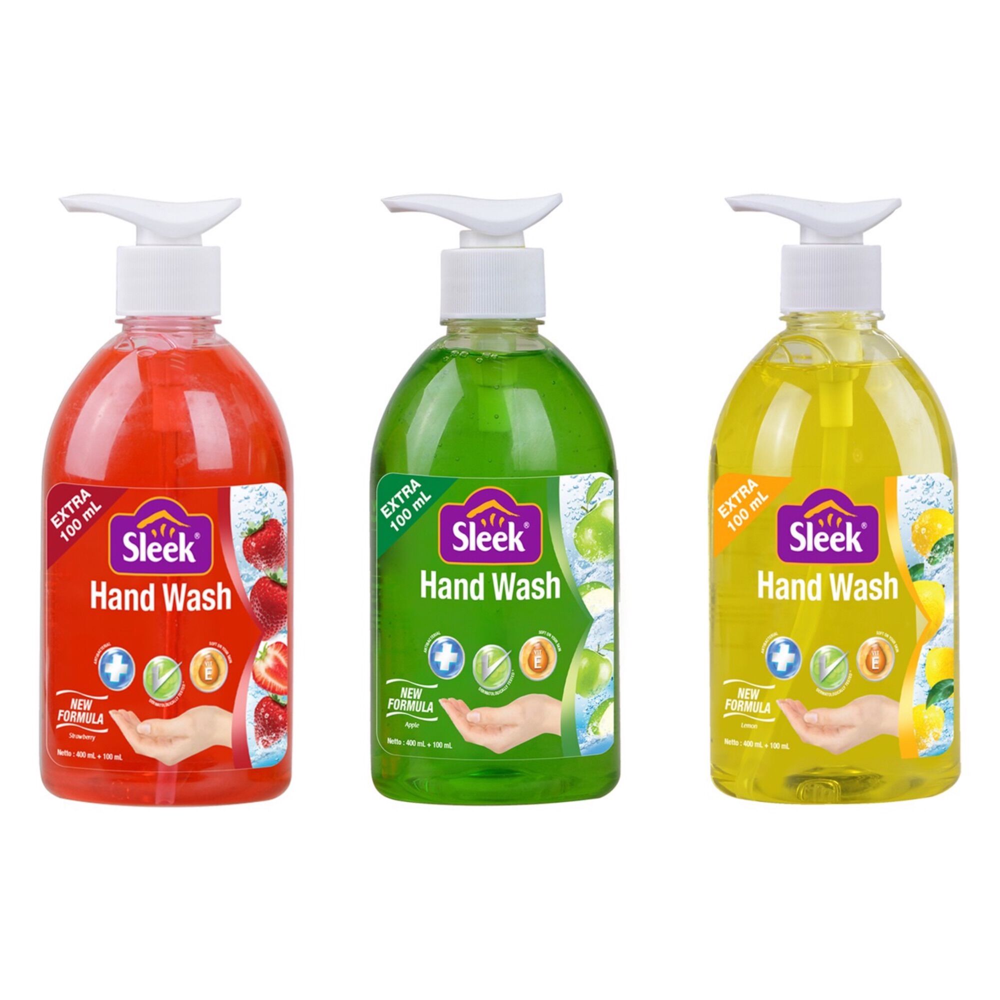 Sleek Sabun Cuci Tangan Strawberry / Lemon / Apple Botol 500 ml ...