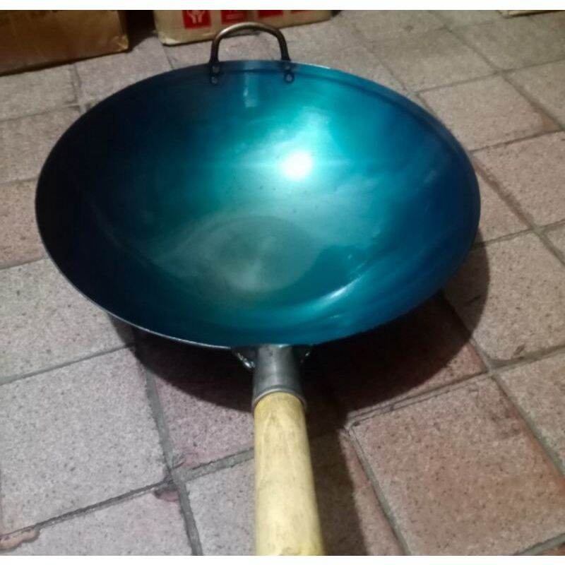 wajan baja kuali baja wok baja seasoning ukuran 34cm siap pakai ...