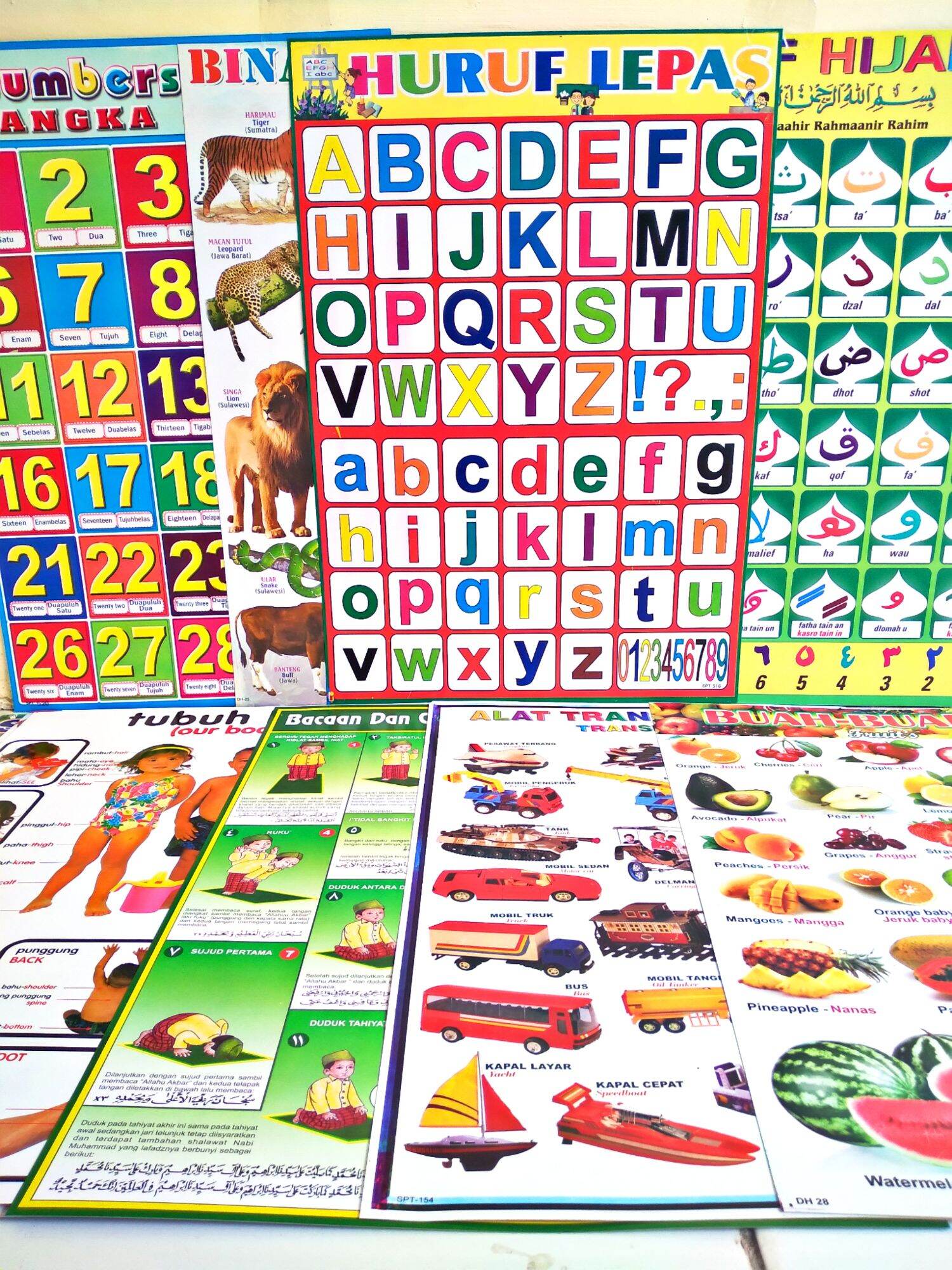 10 pcs paket poster edukasi anak (dapat 10 poster) poster abc poster ...