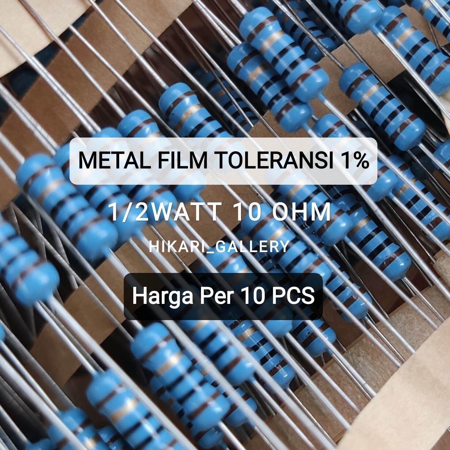 [10 Pcs] RESISTOR METALFILM 10 OHM 1/2 Watt TOLERANSI 1% TERLARIS ...