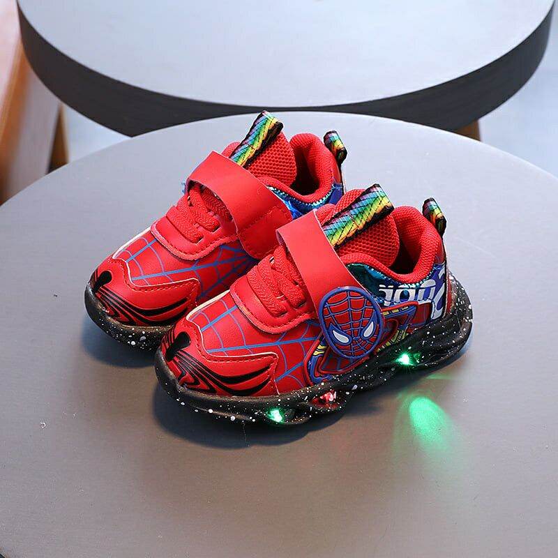 Sepatu Sneakers Import LED Spiderman Anak Laki-Laki Hitam Merah Kuning ...