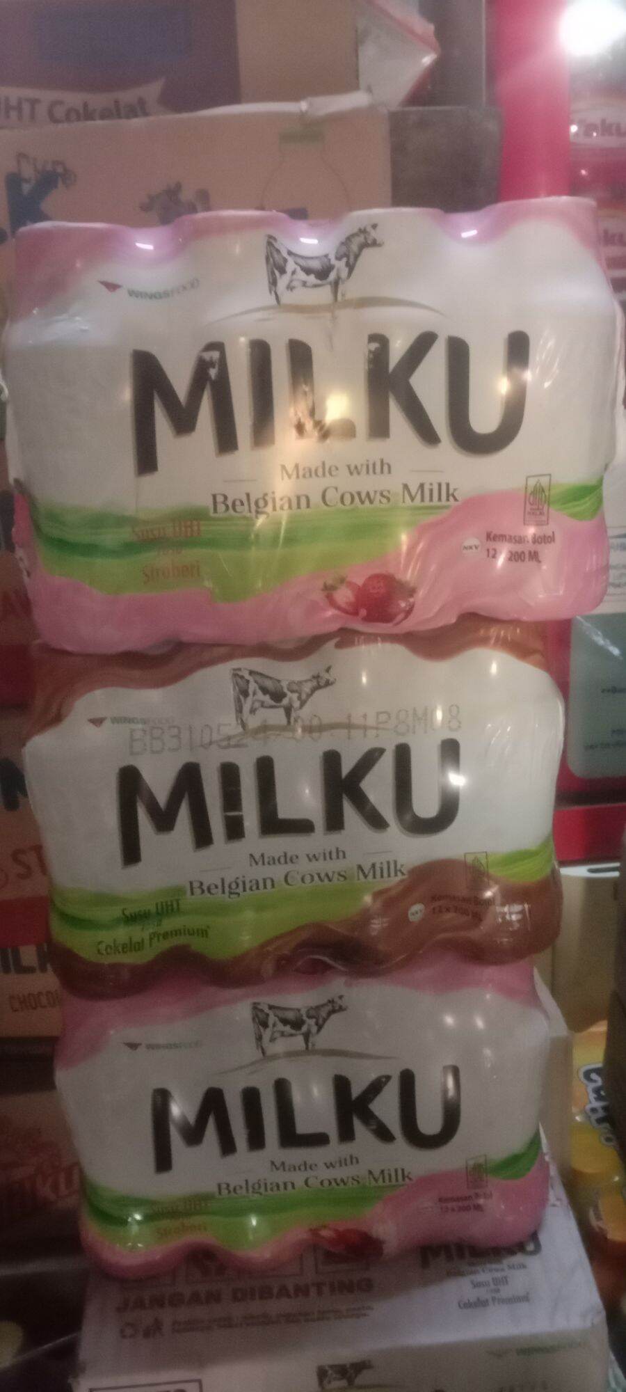 Minuman Milku 1 Pak isi 12 Pcs Milku Rasa strawberry dan Coklat ...