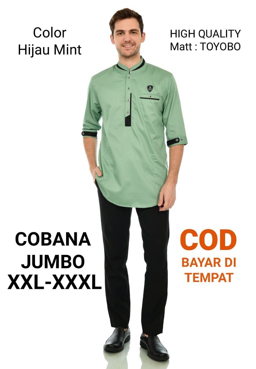 Cobana Baju Koko Pria Hijau Sage Kurta Pakistan Toyobo Premium | Lazada ...