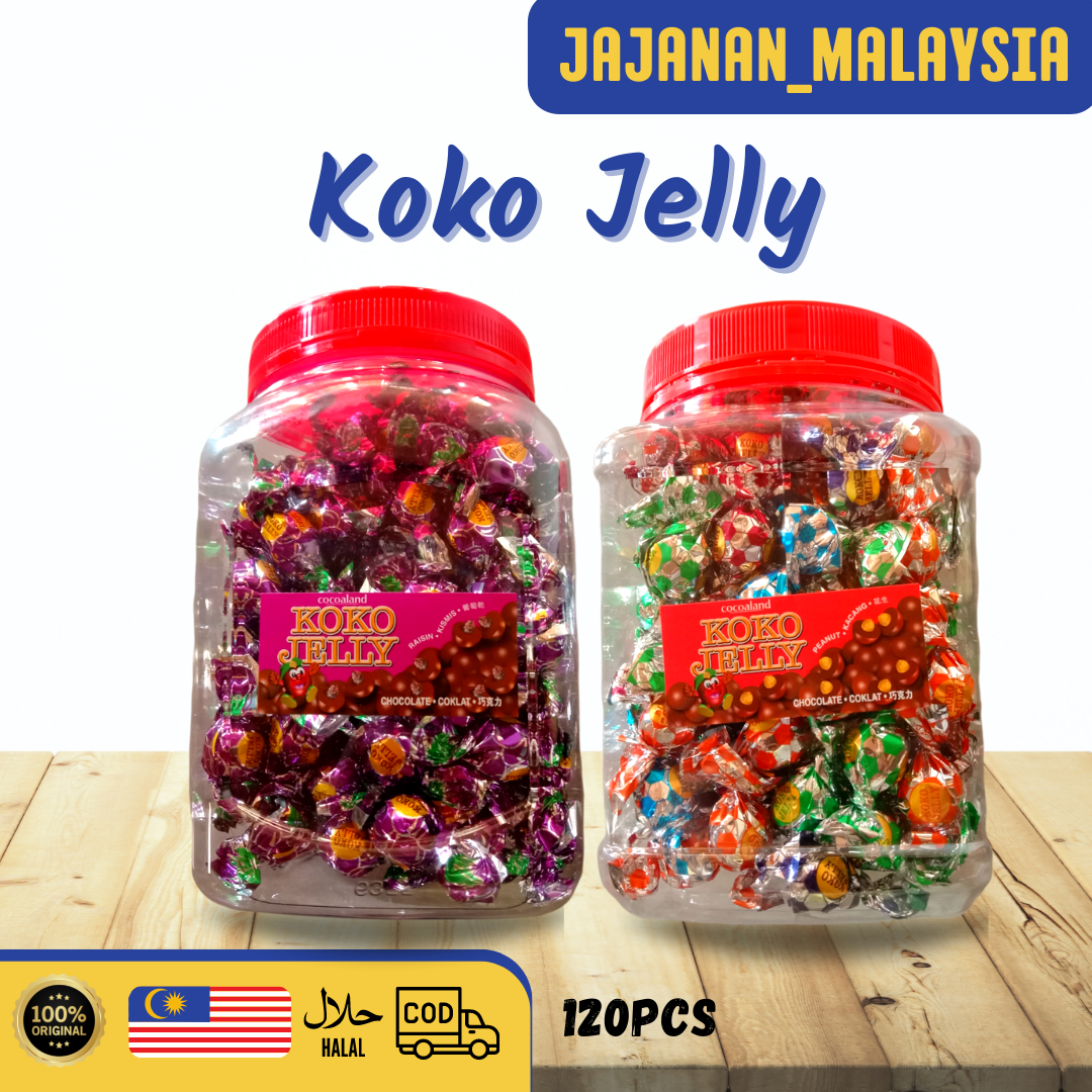 Chocolate Koko Jelly isi Kacang dan Raisin Asli Malaysia isi 120pcs ...