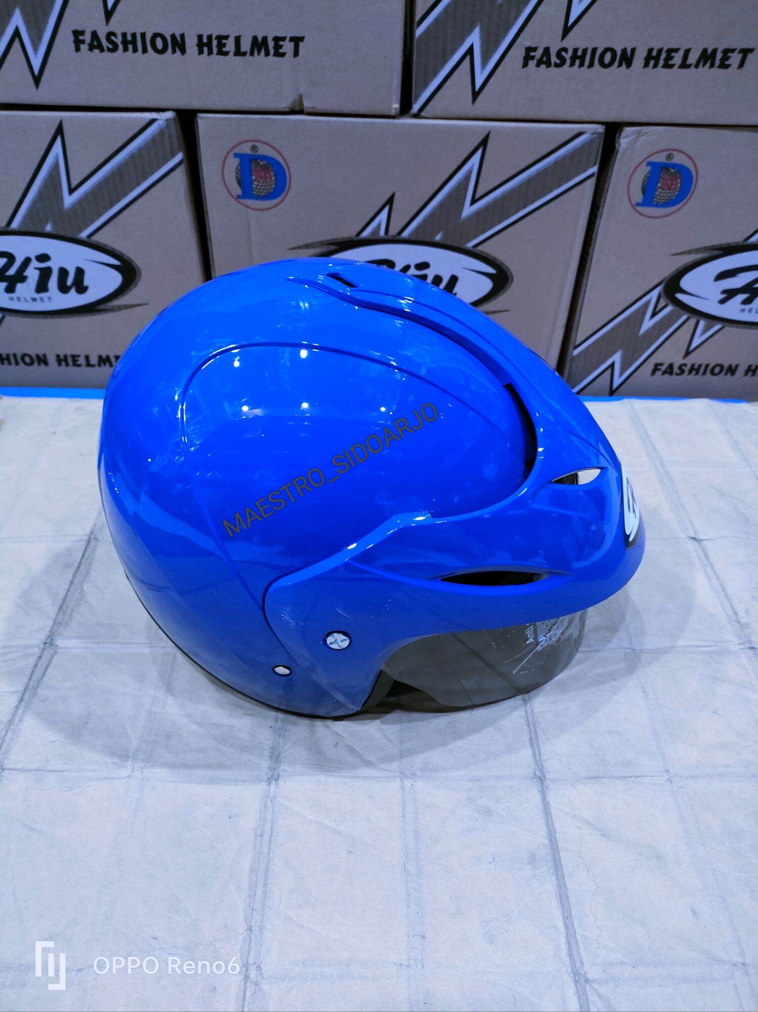 Helm Hiu Nico Half Face Helm Hiu Polos Blue Mild | Lazada Indonesia