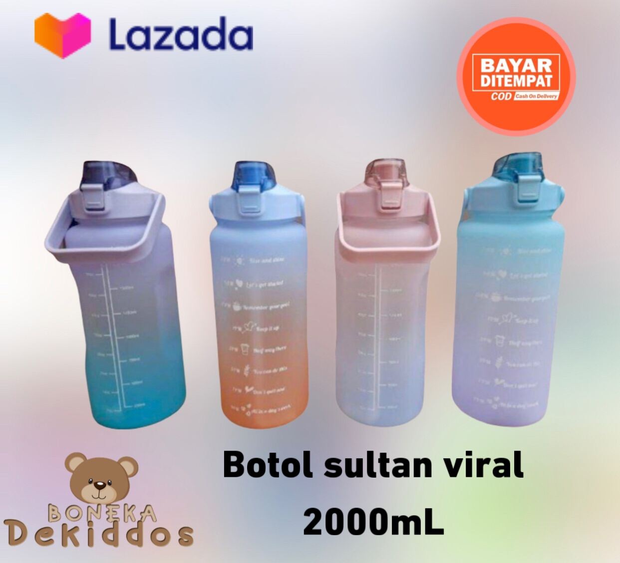 Botol minum sultan viral dengan penanda waktu dan motivasi | Lazada ...