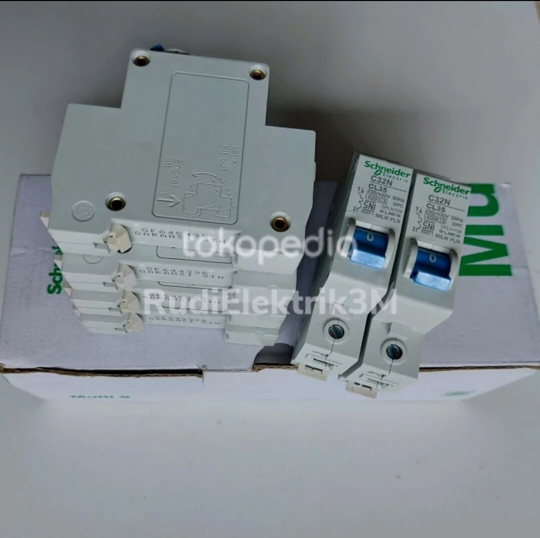 MCB 35A SCHNEIDER 1PHASE BIRU ORIGINAL PLN | Lazada Indonesia