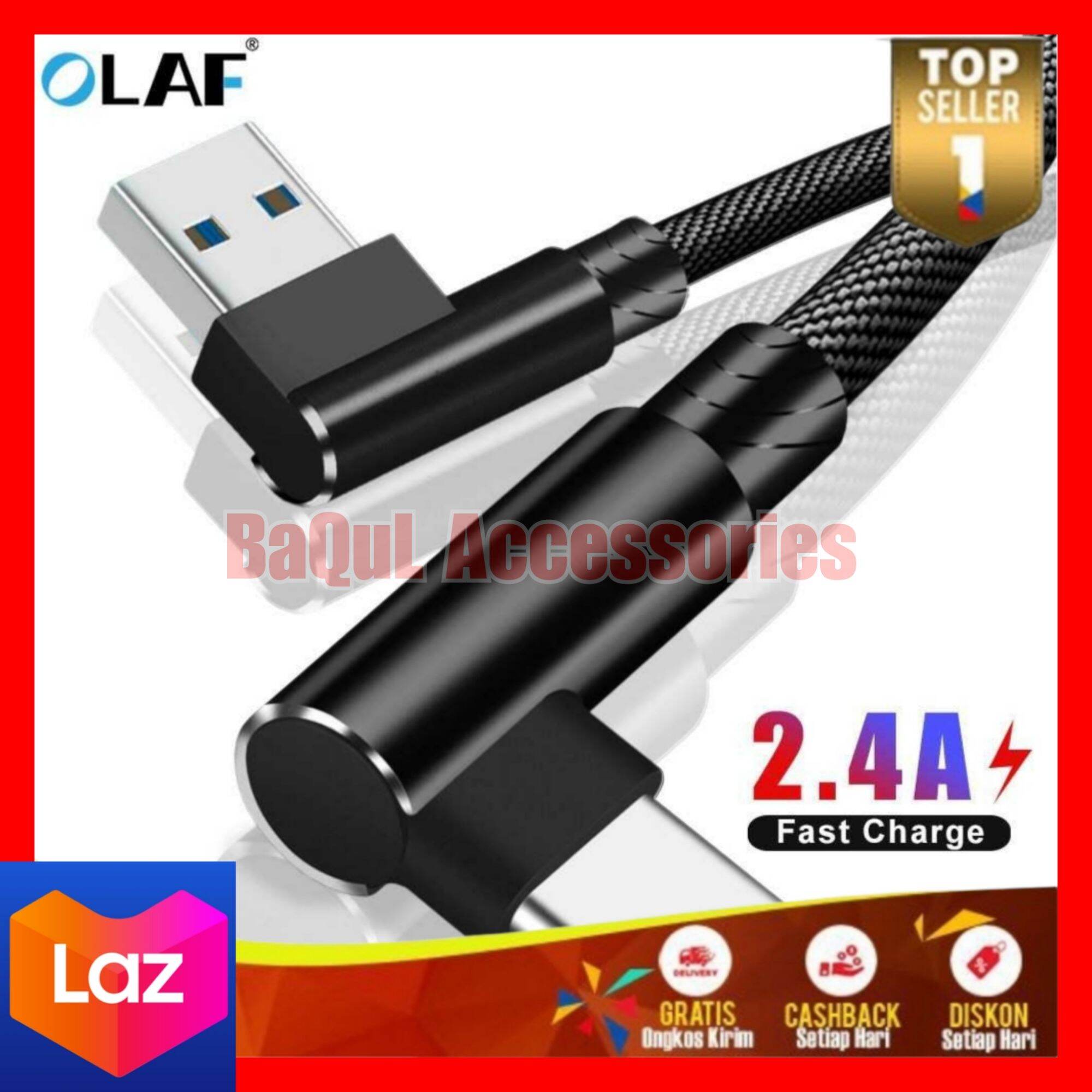 Kabel Data Tipe C MoDel L OLAF Kabel Charger USB Type C L Shape 2.4A 1 ...