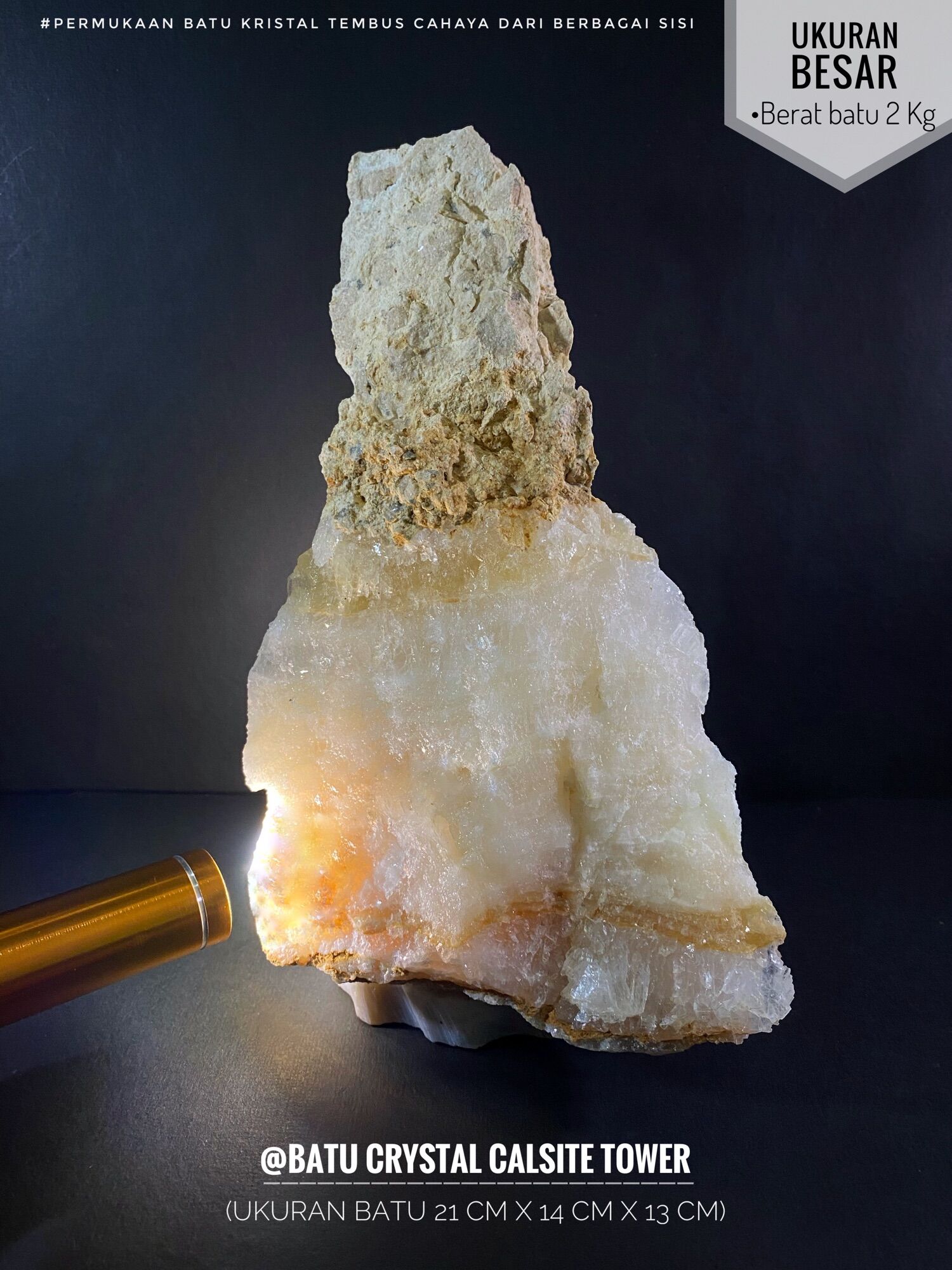 Batu Crystal Calsite Tower L24 atau Batu Kristal Natural atau Batu ...