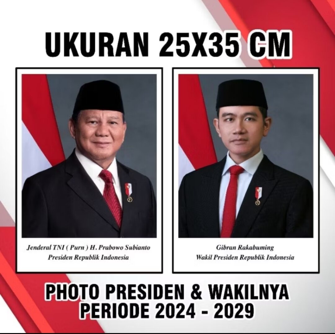 Paket 5 Lembar Pasang Poster PRESIDEN DAN WAKIL PRESIDEN PERIODE 2024 ...