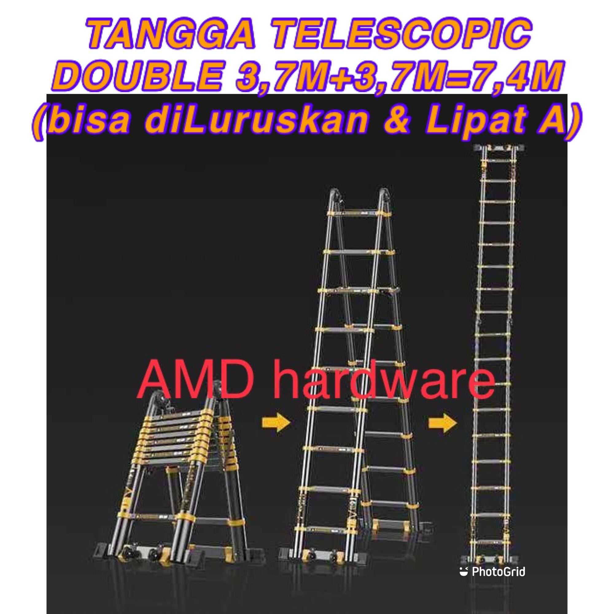 Tangga Telescopic Teleskopik Tangga Double Ledder 3,7MX3,7M Bisa lurus ...