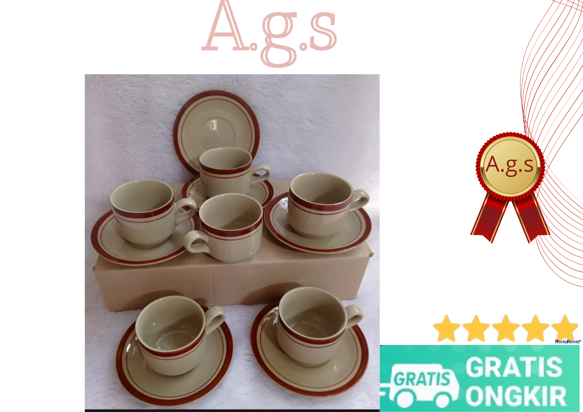 Set Cangkir Kopi Dan Tatakan ( 6 Set ) - Set Cangkir Kopi Dan Tatakan Keramik - Set Cangki Murah ...