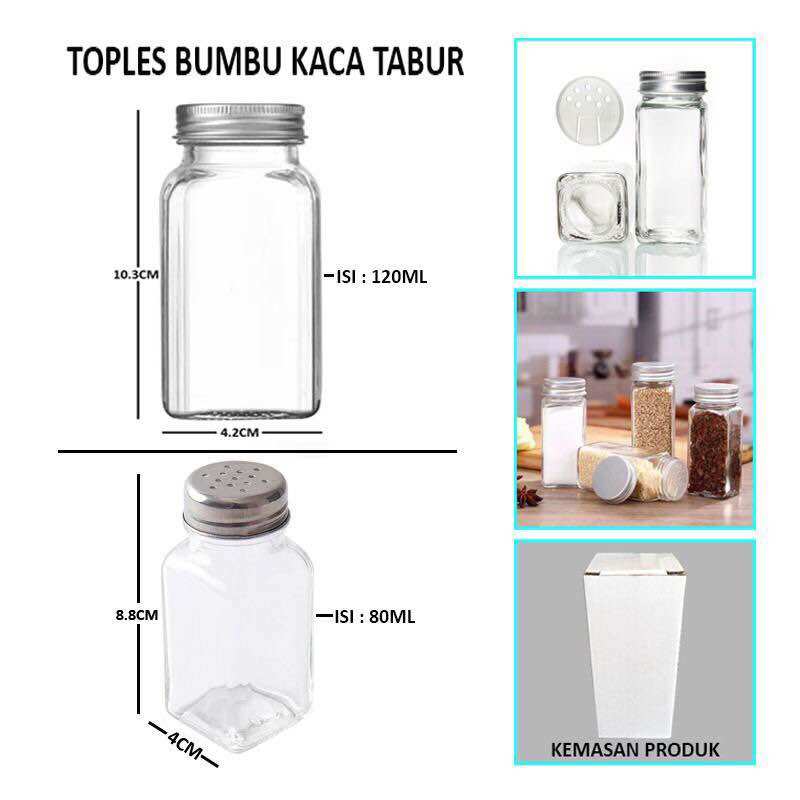 Botol Bumbu Tabur Kaca / Tempat Penyimpanan Lada Cabai / Toples Bumbu ...