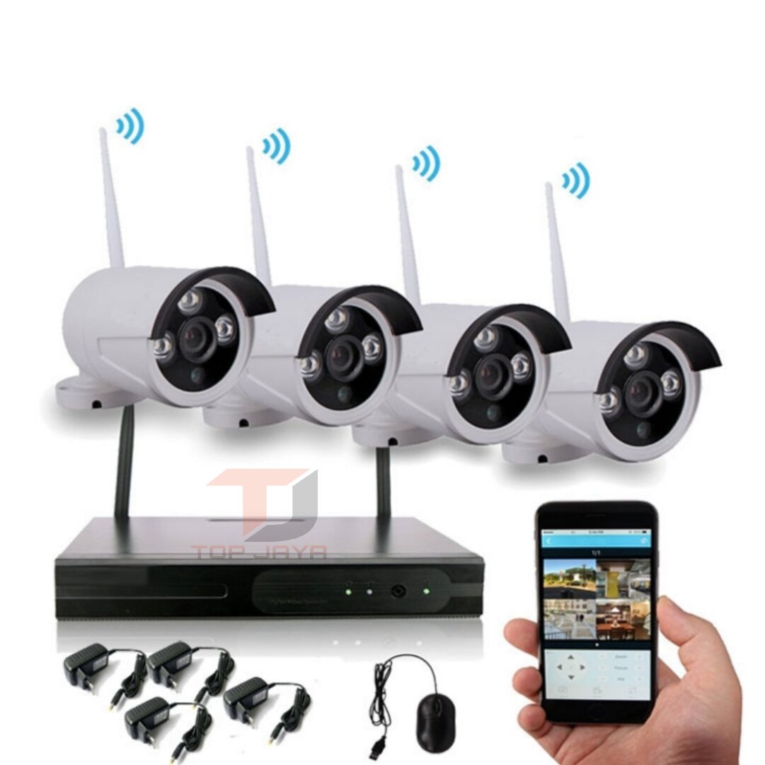 NVR KIT 4CH Wireless Paket IP Camera CCTV Tanpa Kabel 4 Channel 5MP ...