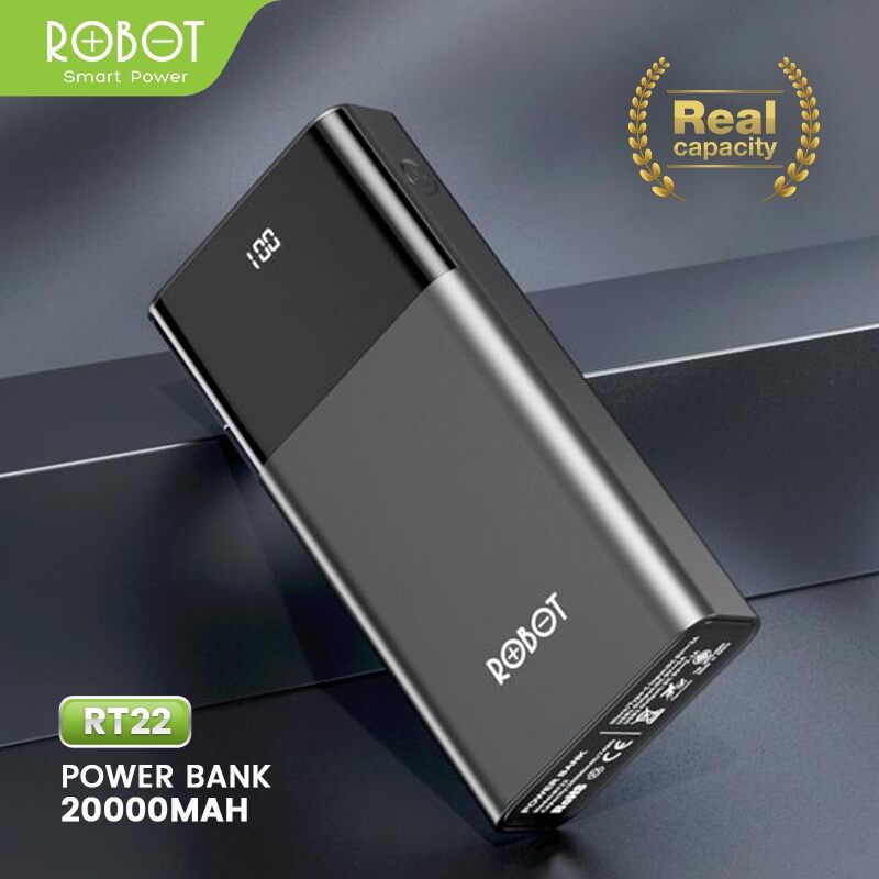 PowerBank ROBOT 20000mah RT22s Dual Port Input & Output Original Led ...