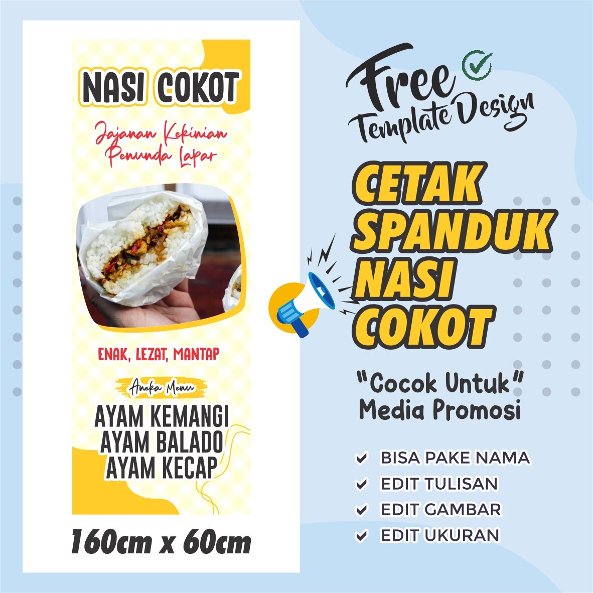 Banner Spanduk NASI COKOT CUSTOM 160CM X 65cm BISA DI EDIT | Lazada ...