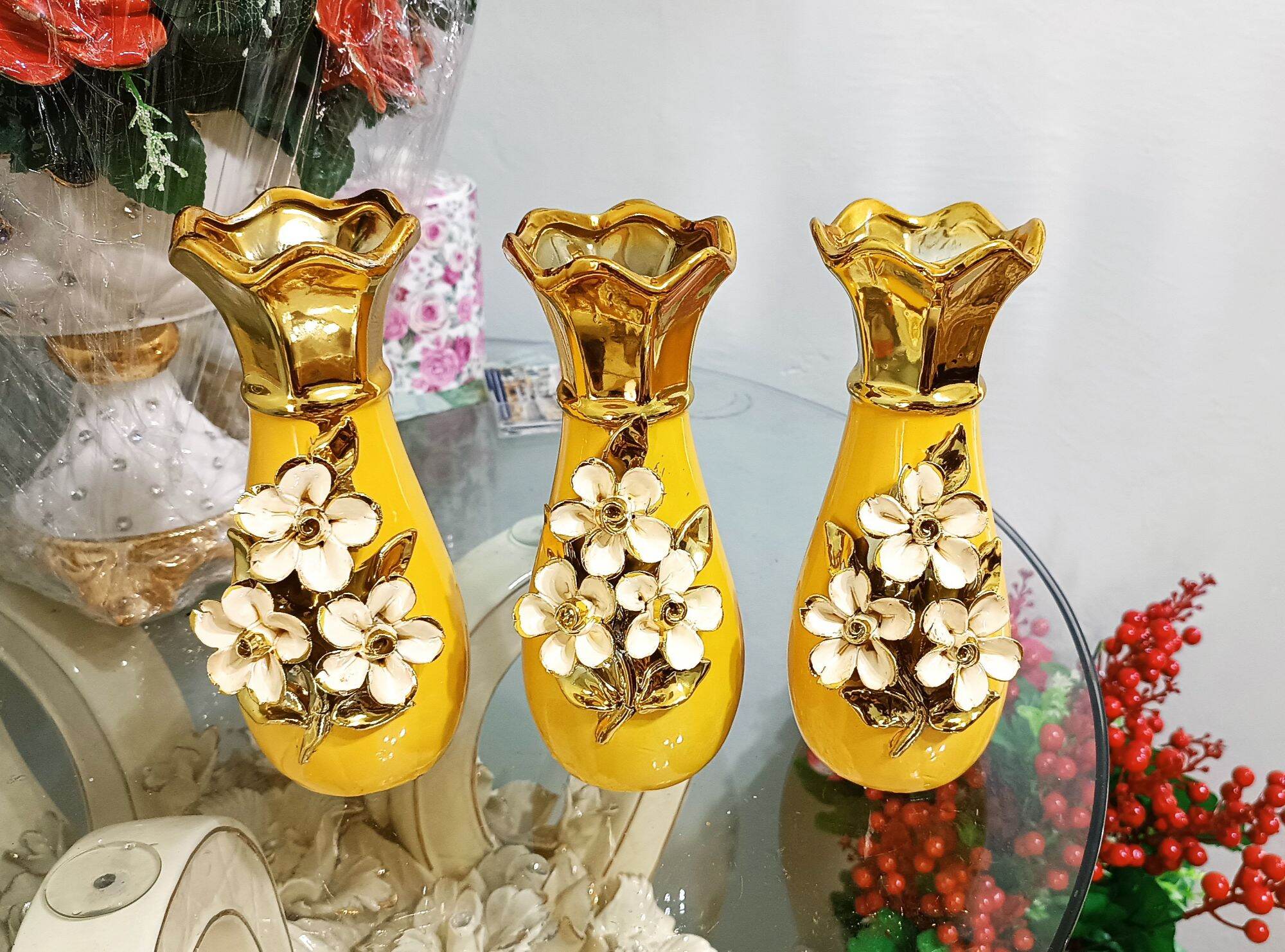 vas keramik /guci keramik mewah set 3pc YG01 | Lazada Indonesia
