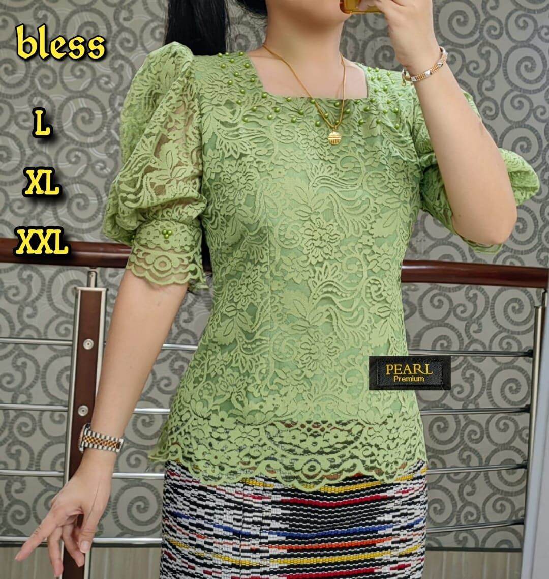 Blus brokat pesta atasan renda lapis katun | Lazada Indonesia