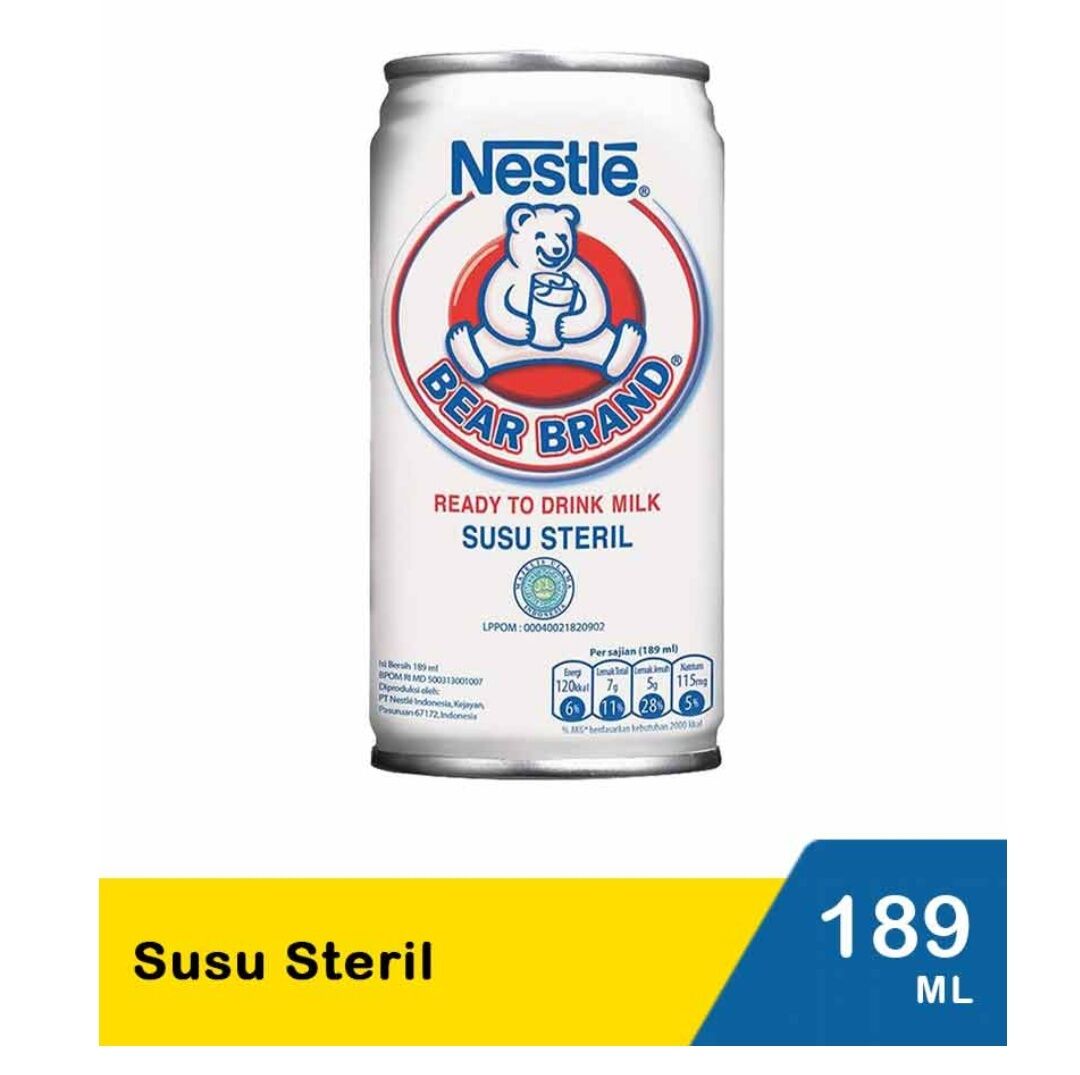 BEAR BRAND SUSU SAPI STERIL SIAP MINUM 189ML - SUSU BERUANG BEAR BRAND ...