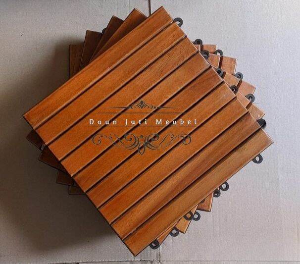GROSIR LANTAI KAYU PARKIT - DECKING TILE KAYU JATI UKURAN 30X30 ...