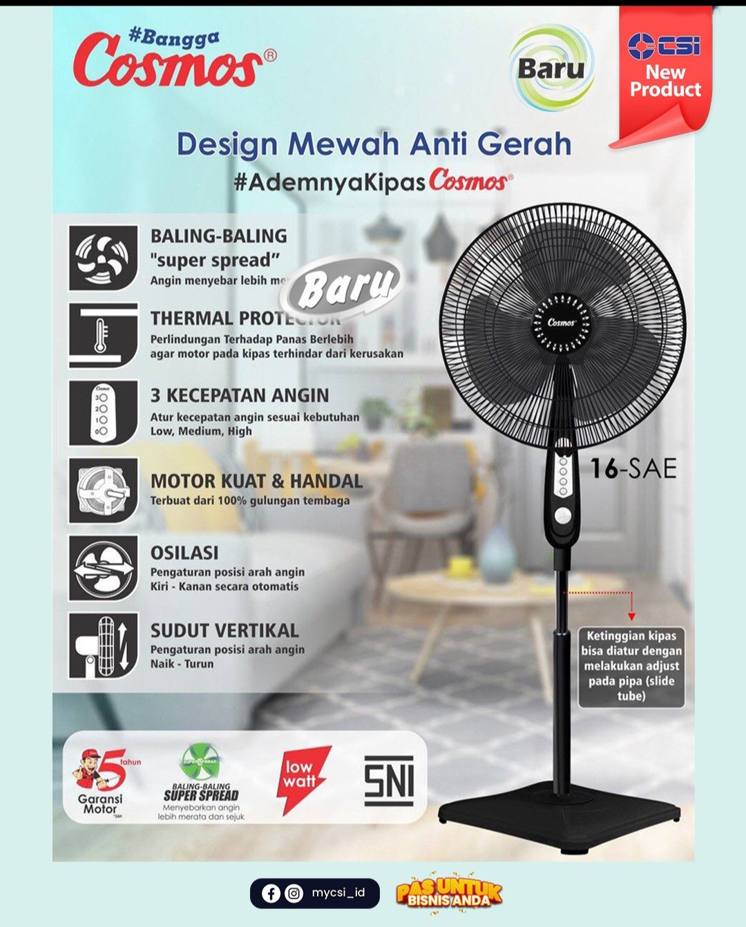 Cosmos Stand Fan 16 Inch 16 SAE | Lazada Indonesia