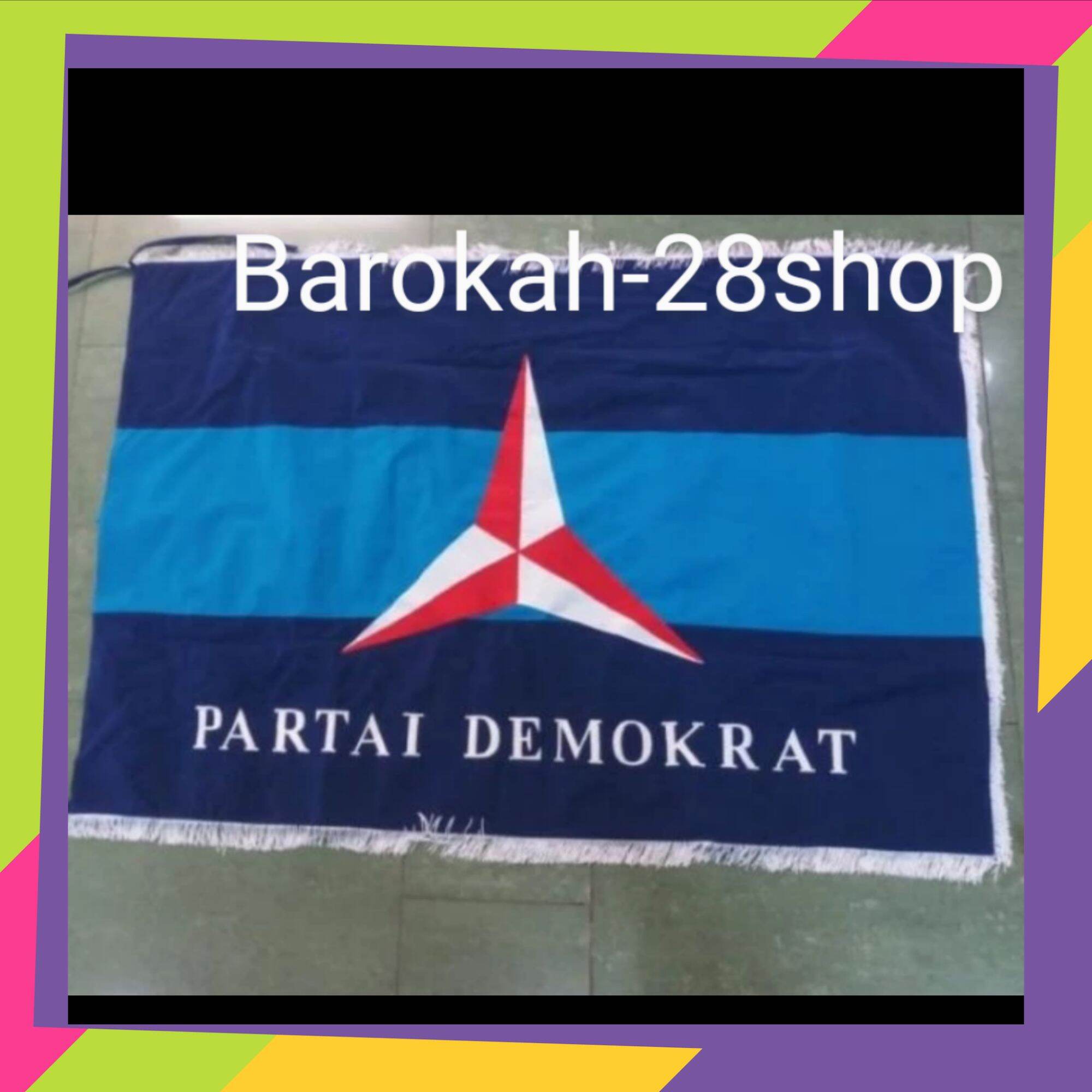 bendera petaka bordir partai demokrat/ bendera petaka ukuran 90x135 ...