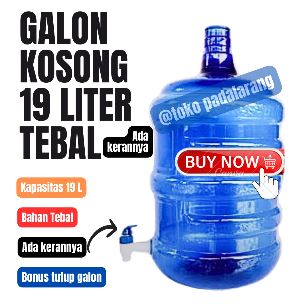 Galon kosong 19 Liter BARU plus keran galon tebal galon air minum galon ...