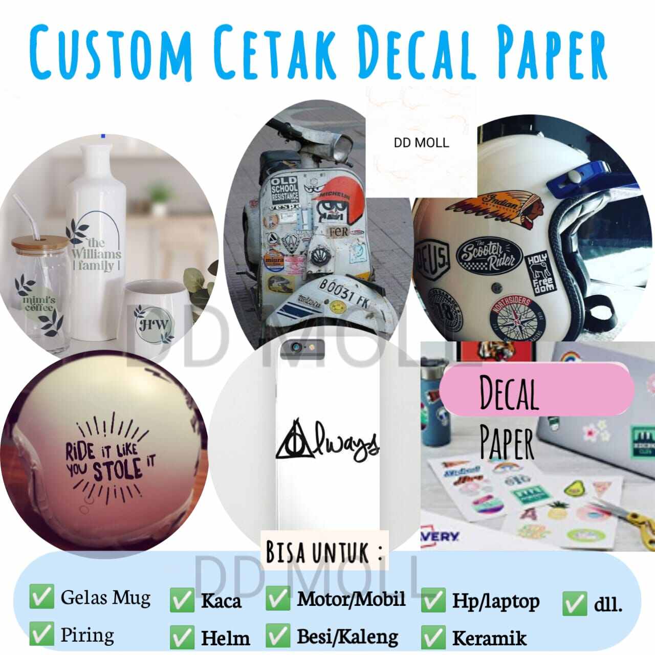 Cetak Sticker decal paper water slide harga perlembar A4 | Lazada Indonesia