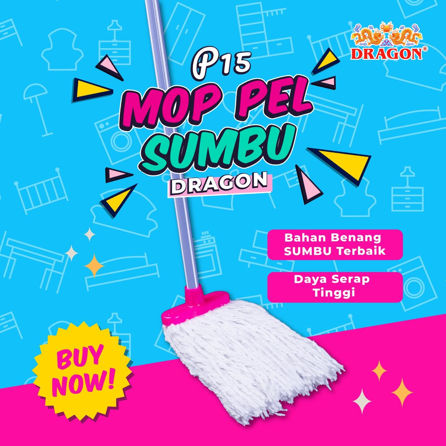 Pel Lantai Dragon Ukuran 18 Original, Alat Pel Lantai Serbaguna ...