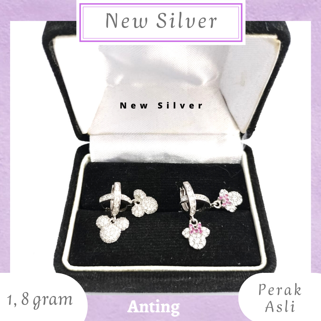 Anting Donat Gantung Mickey & Minnie Mouse Mata 2 Full, Sepuh Emas Putih, Perak 925 | Lazada ...