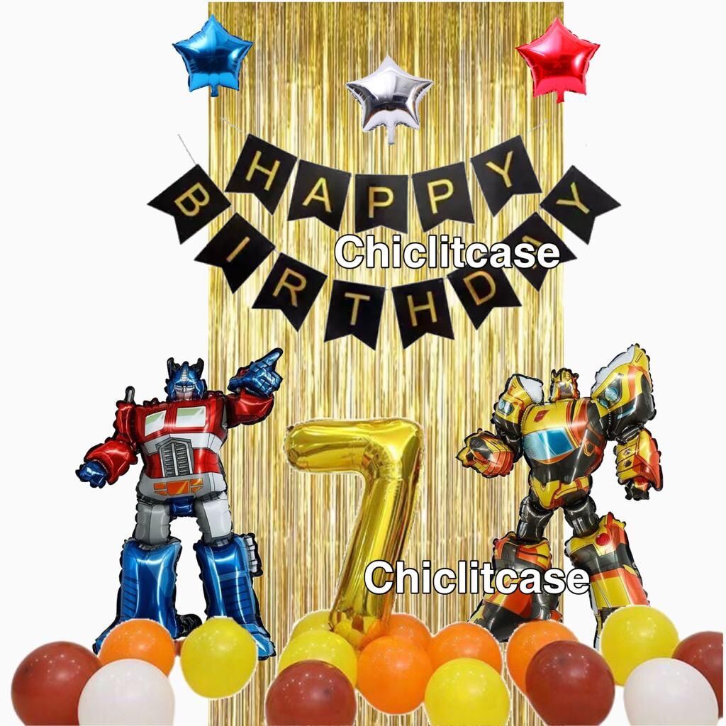 Paket dekorasi ulang tahun transformer/bumblebee/optimus prime | Lazada ...