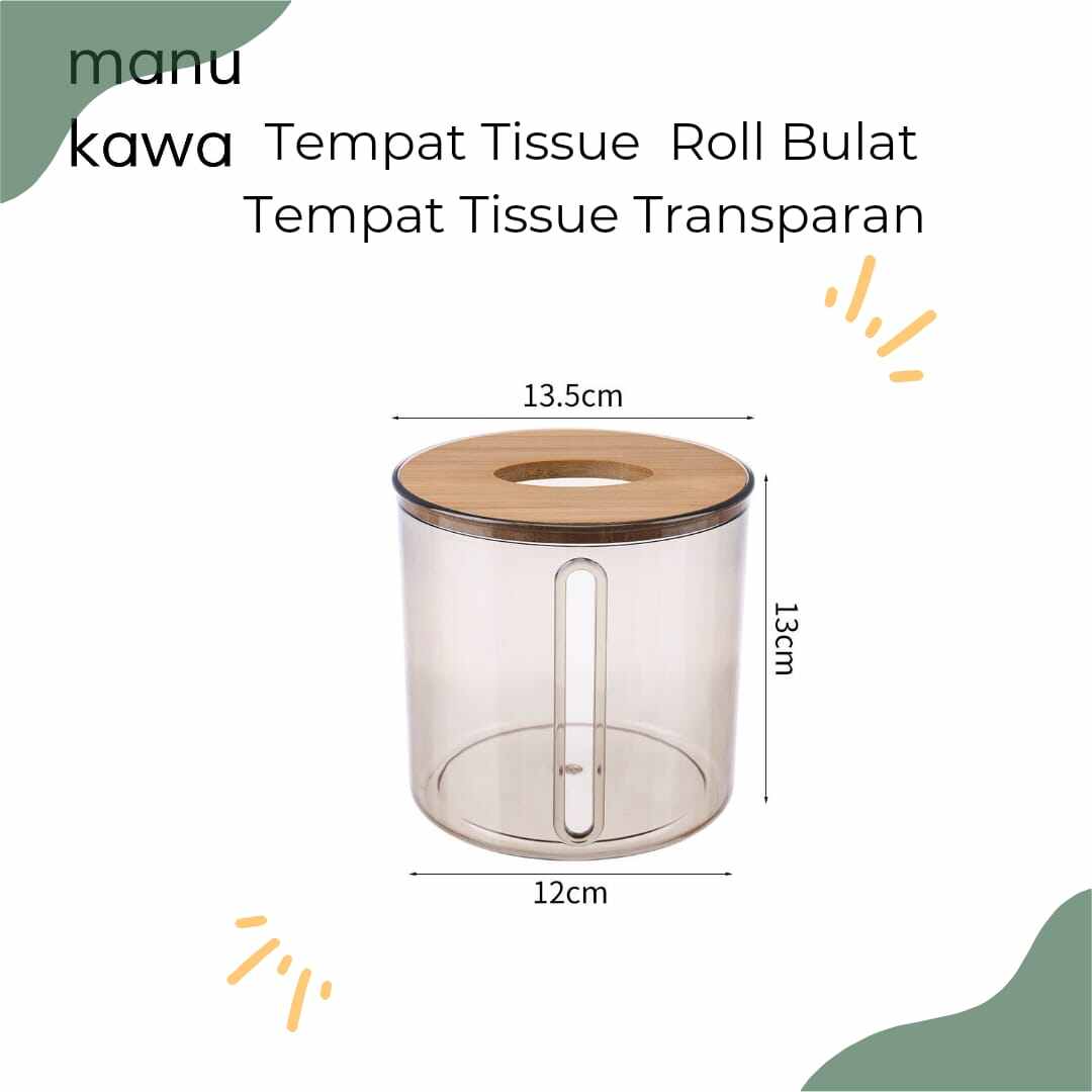 Kotak Tisu Tissue Bulat Kayu Wood Transparan Aesthetic Bambu Minimalis ...