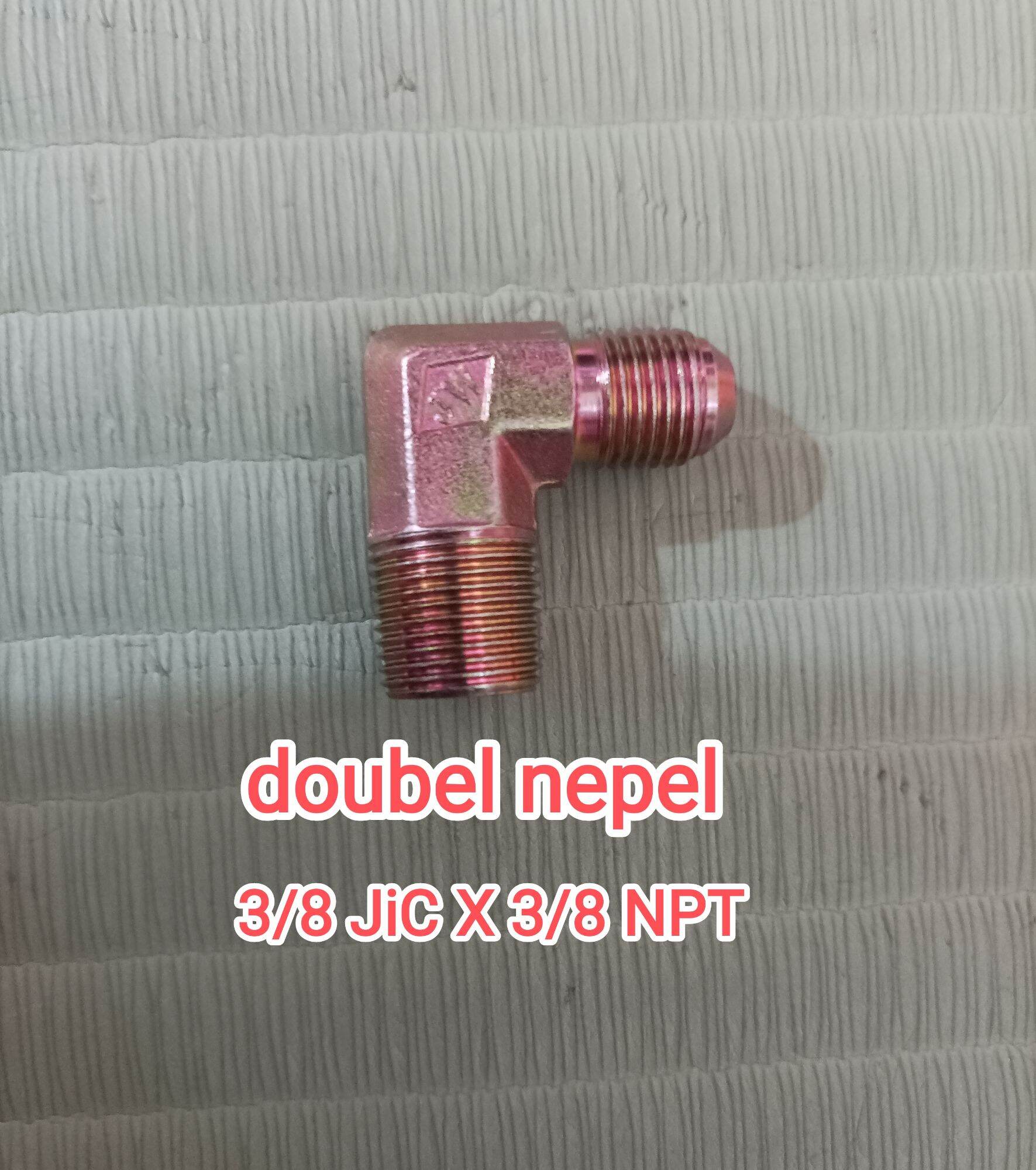 doubel nepel Elbow Nepple 3/8" JIC X 3/8" NPT | Lazada Indonesia